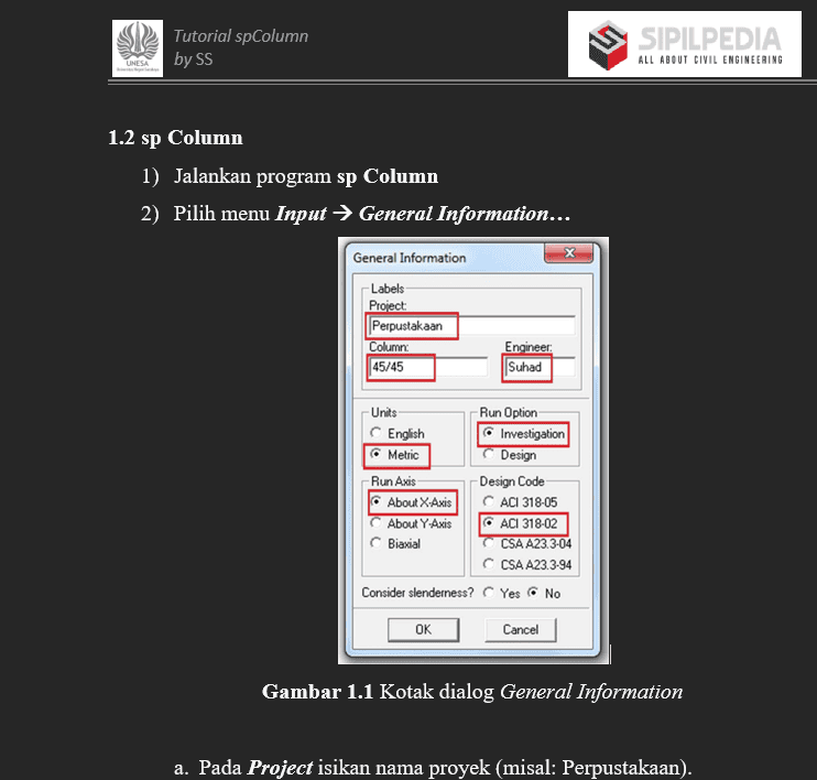 Tutorial SP Column | Sipilpedia