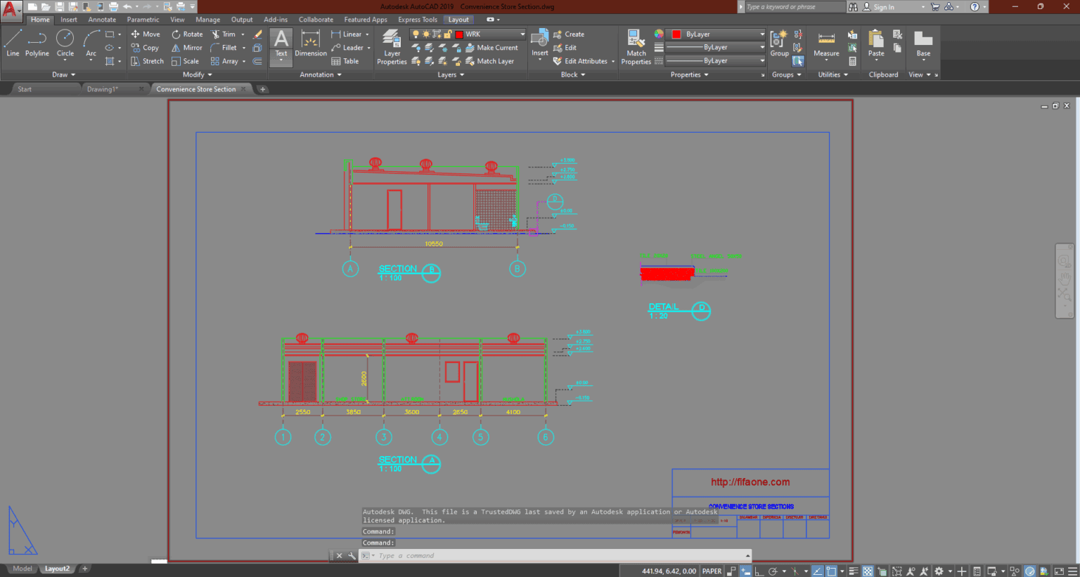 Denah dan Gambar CAD_Gambar Kerja Bangunan SPBU-Convenience Store ...