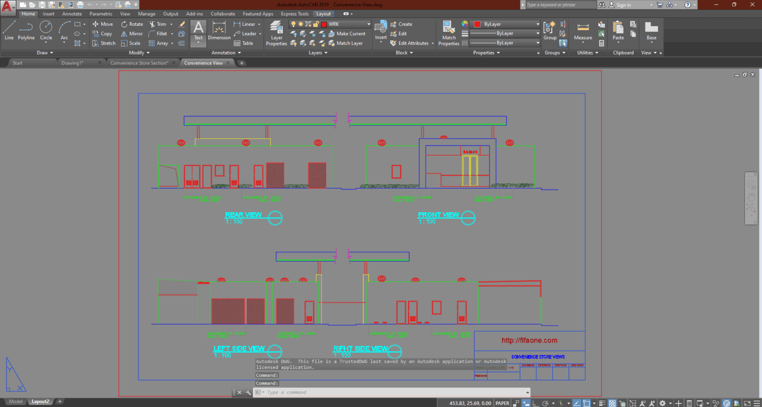 Denah dan Gambar CAD_Gambar Kerja Bangunan SPBU-Convenience View ...