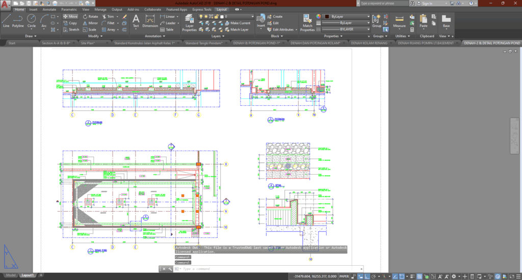 Denah dan Gambar CAD_Gambar Kerja Bangunan Swiming Pool-DENAH-2 ...