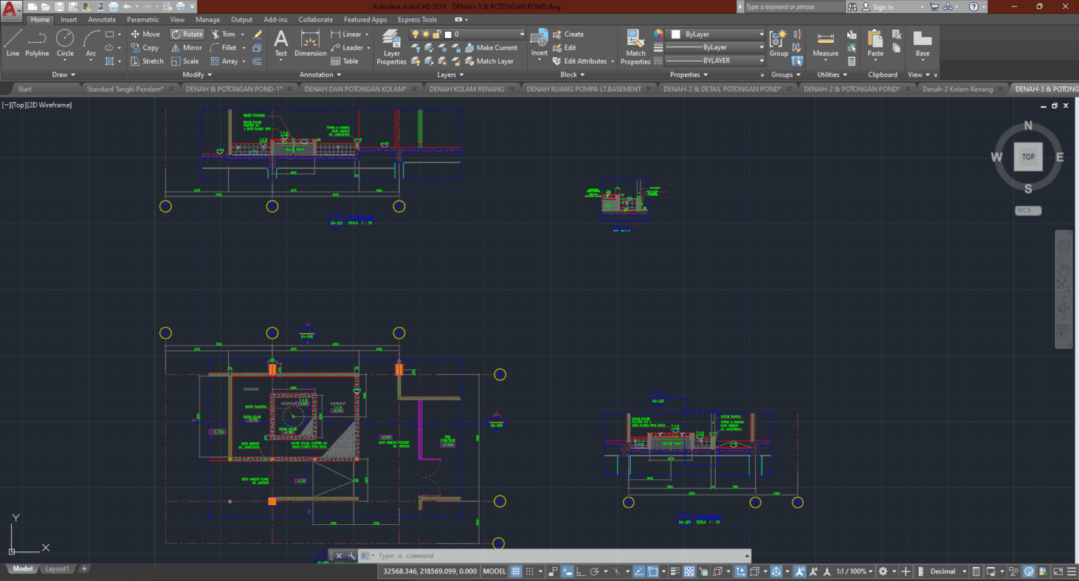 Denah dan Gambar CAD_Gambar Kerja Bangunan Swiming Pool-DENAH-3 ...