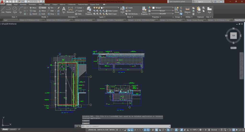 Denah dan Gambar CAD_Gambar Kerja Bangunan Swiming Pool-Detail ...