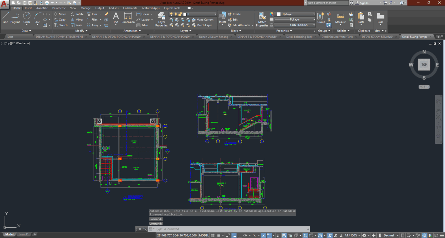 Denah dan Gambar CAD_Gambar Kerja Bangunan Swiming Pool-Detail Ruang ...