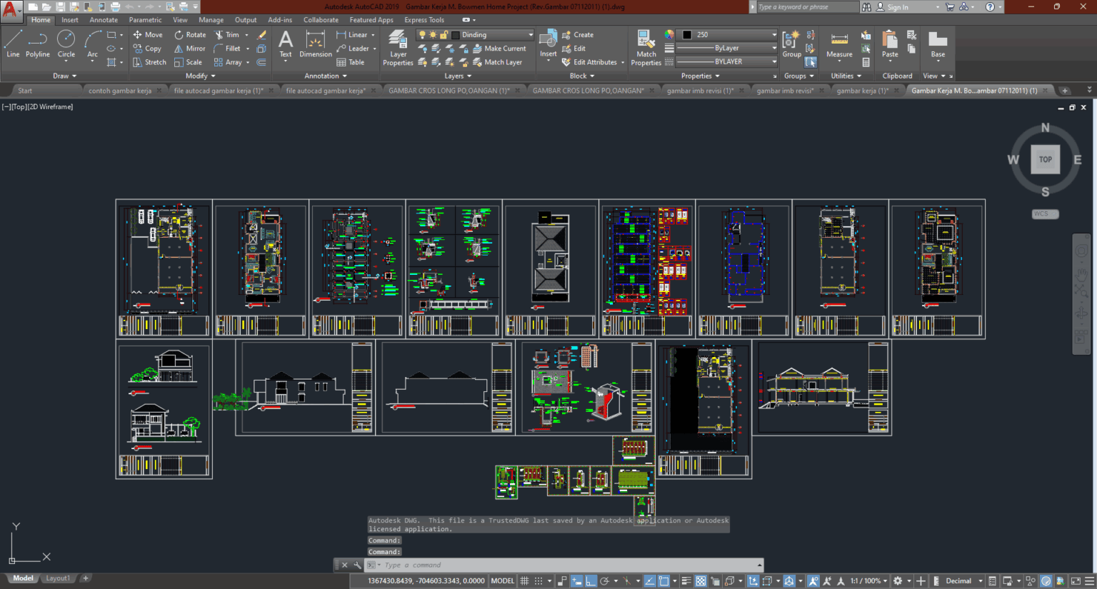Denah dan Gambar CAD_Gambar Kerja Bangunan_Gambar Kerja M. Bowmen Home ...