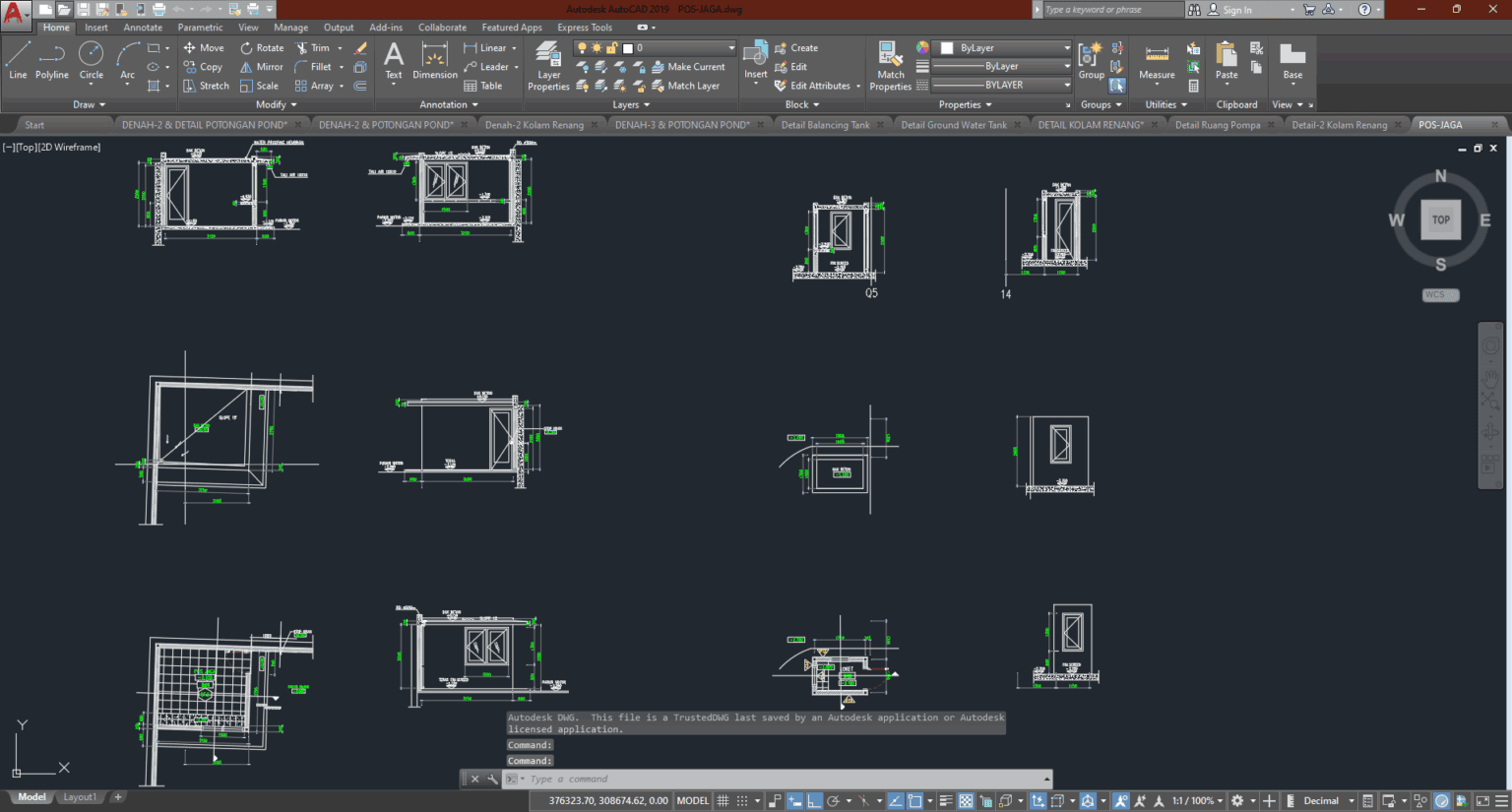Denah dan Gambar CAD_Gambar Kerja Bangunan Swiming Pool-POS JAGA ...