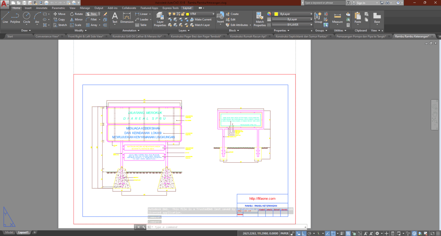 Denah dan Gambar CAD_Gambar Kerja Bangunan SPBU-Rambu Rambu Keterangan ...