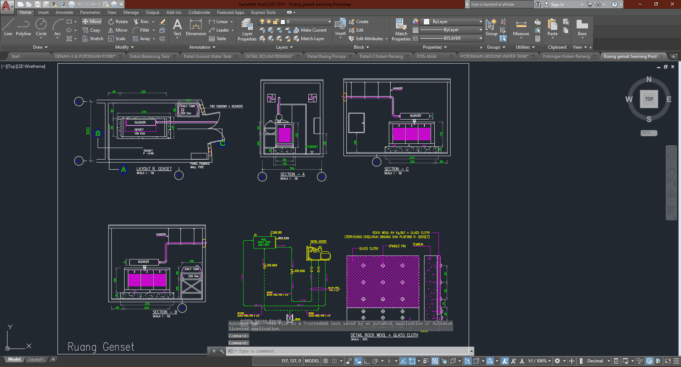Denah dan Gambar CAD_Gambar Kerja Bangunan Swiming Pool-Ruang genset ...