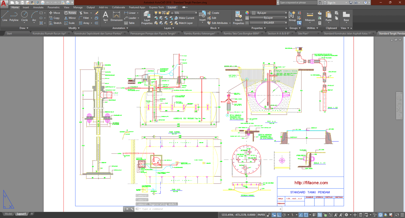 Denah dan Gambar CAD_Gambar Kerja Bangunan SPBU-Standard Tangki Pendam ...