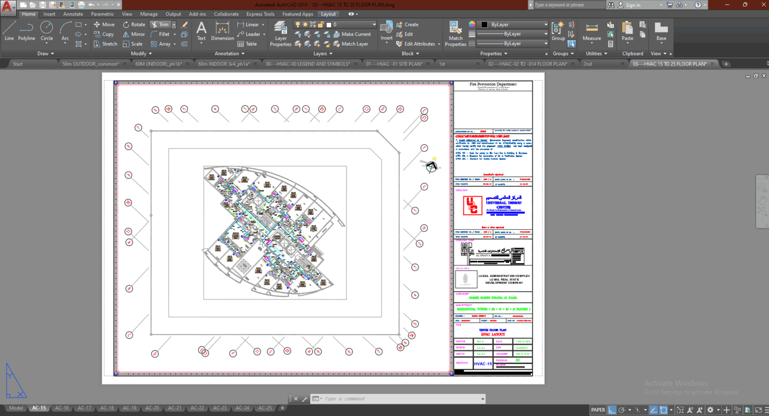 Denah dan Gambar CAD Residential Tower_03—HVAC 15 TO 25 FLOOR PLAN ...