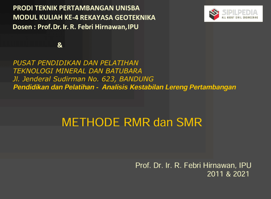 METHODE RMR dan SMR – REKAYASA GEOTEKNIKA | Sipilpedia