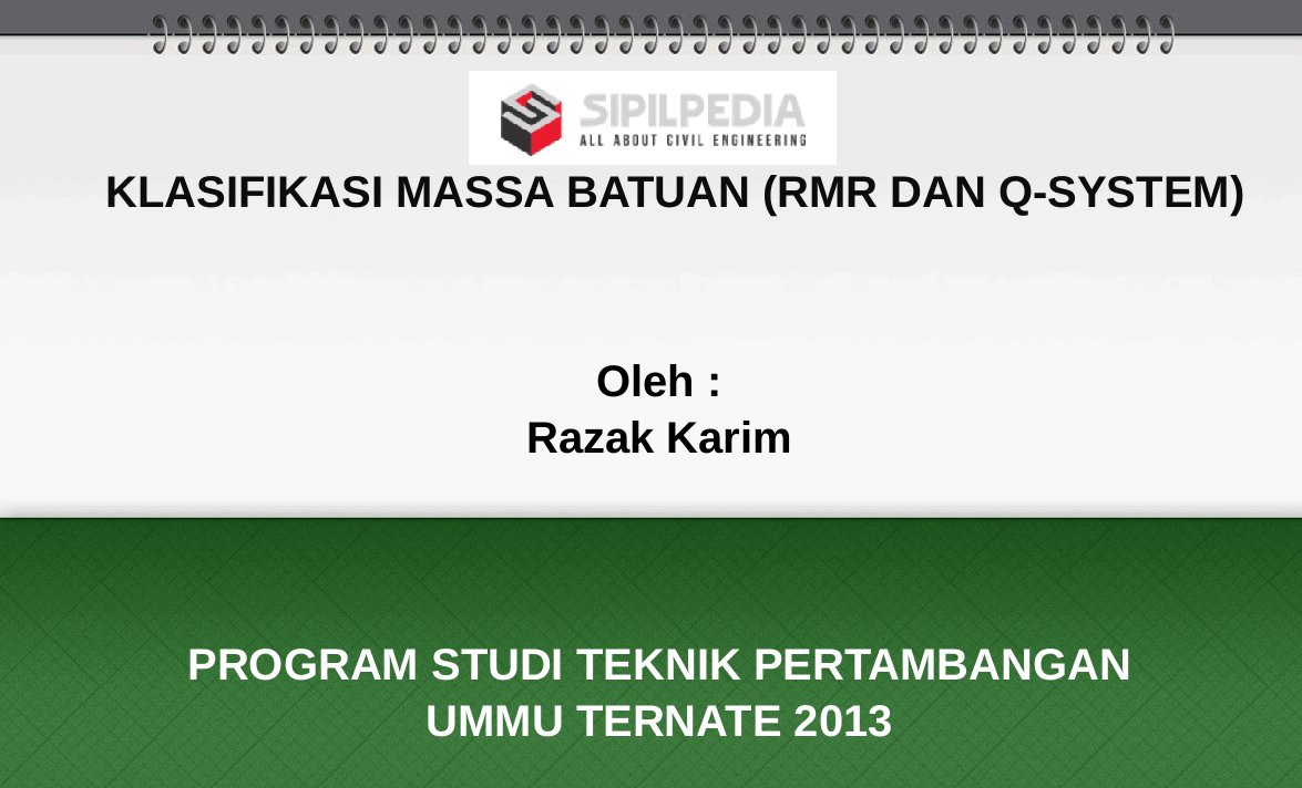 KLASIFIKASI MASSA BATUAN (RMR DAN Q-SYSTEM) | Sipilpedia
