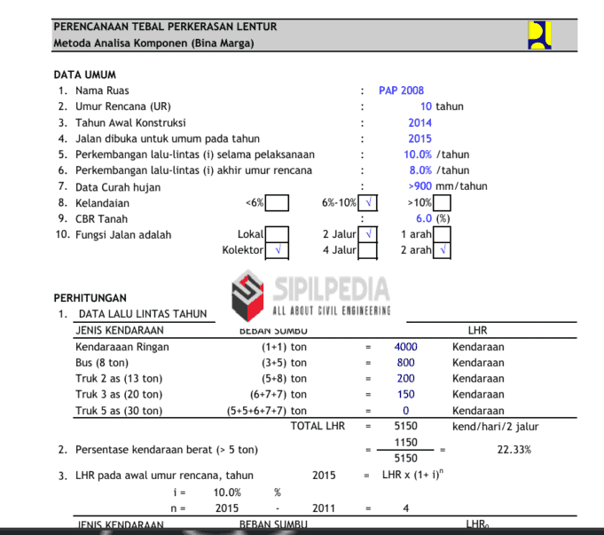 PERENCANAAN TEBAL PERKERASAN LENTUR | Sipilpedia