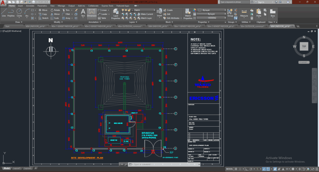 Denah dan Gambar CAD Telecom Tower Construction_60M (INDOOR)_ph1b ...
