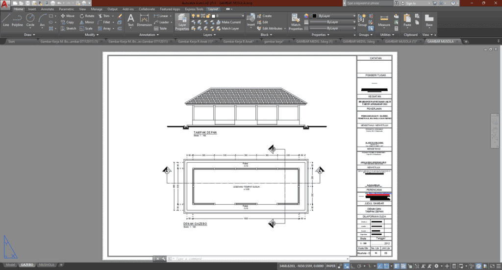 Denah dan Gambar CAD_Gambar Kerja Bangunan_GAMBAR MUSOLA | Sipilpedia