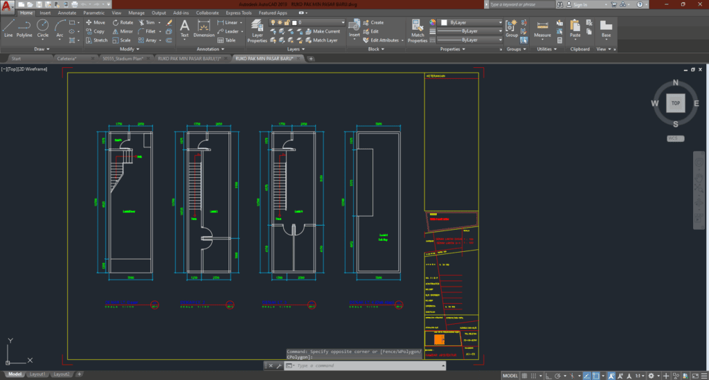 Denah dan Gambar CAD Ruko_RUKO PAK MIN PASAR BARU | Sipilpedia