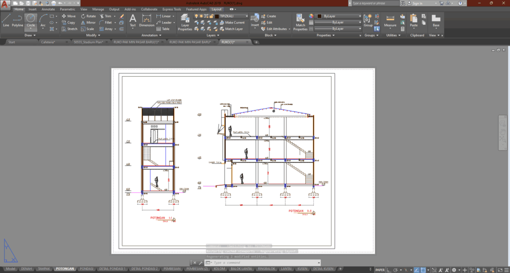Denah dan Gambar CAD Ruko 1 | Sipilpedia