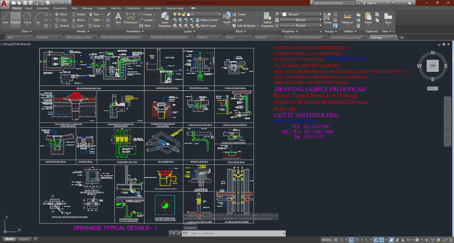 Denah dan Gambar CAD Rumah Pompa_drainage | Sipilpedia