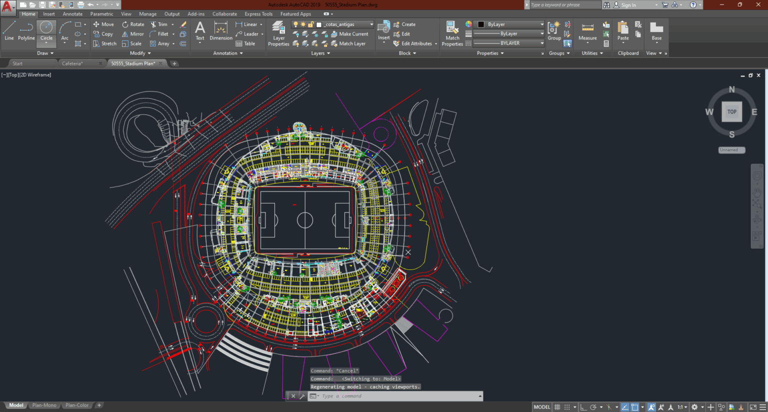 Denah dan Gambar CAD Rencana Pembangunan Stadion | Sipilpedia