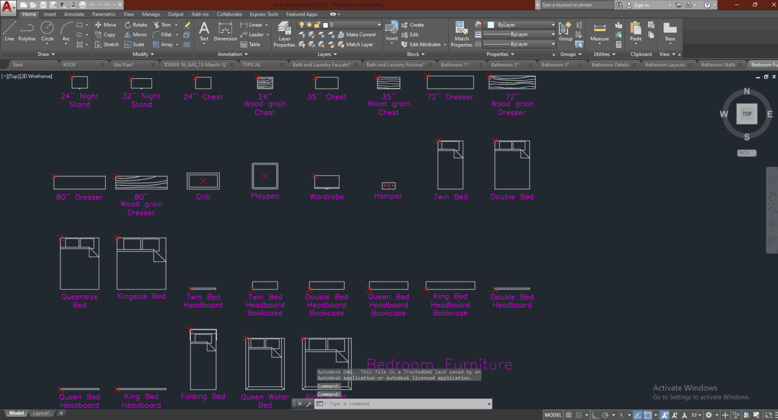 Denah dan Gambar CAD_Simbol, Notasi Arsitektur dan Block Lib-Furnitur ...