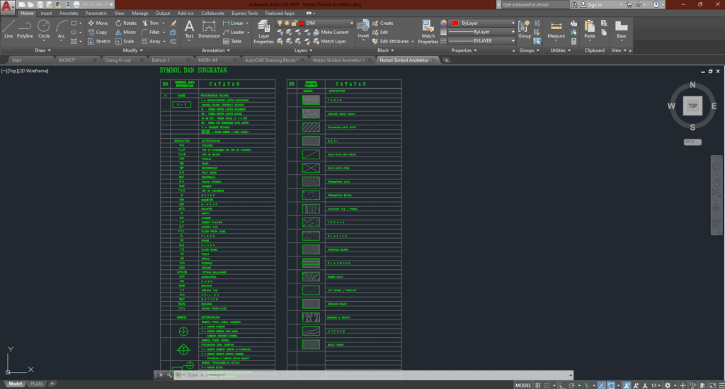 Denah dan Gambar CAD_Simbol, Notasi Arsitektur dan Block_Notasi Simbol ...