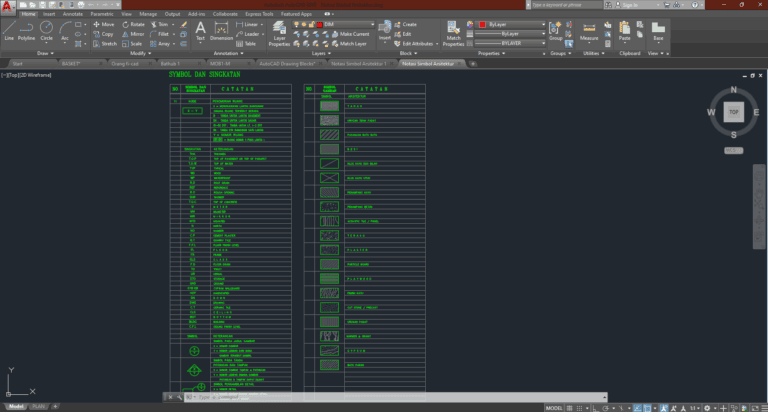 Denah dan Gambar CAD_Simbol, Notasi Arsitektur dan Block_Notasi Simbol ...