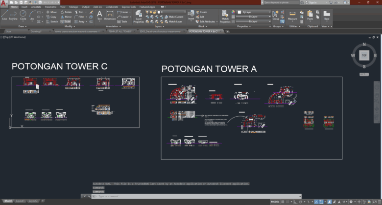Denah dan Gambar CAD Tower_POTONGAN TOWER A & C | Sipilpedia