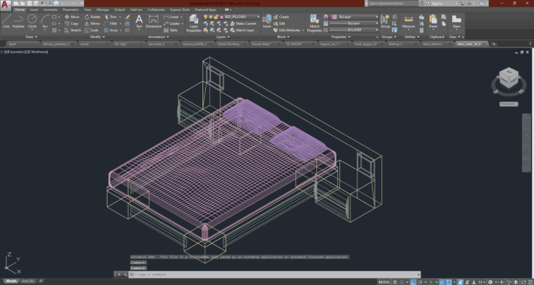 GAMBAR AUTOCAD_Detailing CAD_Detail Bed (double) 3d | Sipilpedia