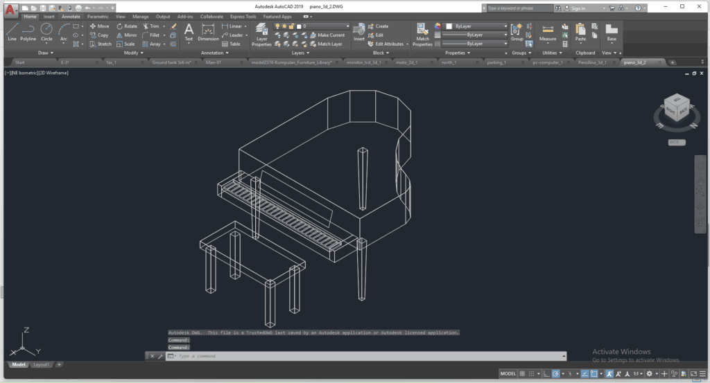 GAMBAR AUTOCAD_Detailing CAD_Detailing Piano 3D | Sipilpedia