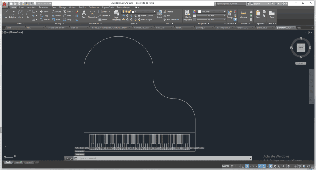 GAMBAR AUTOCAD_Detailing CAD_Detailing Piano 2D | Sipilpedia