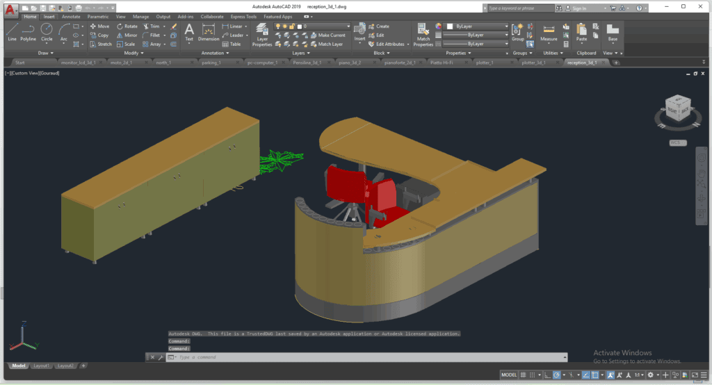 GAMBAR AUTOCAD_Detailing CAD_Detail Meja recepcionis 3D | Sipilpedia