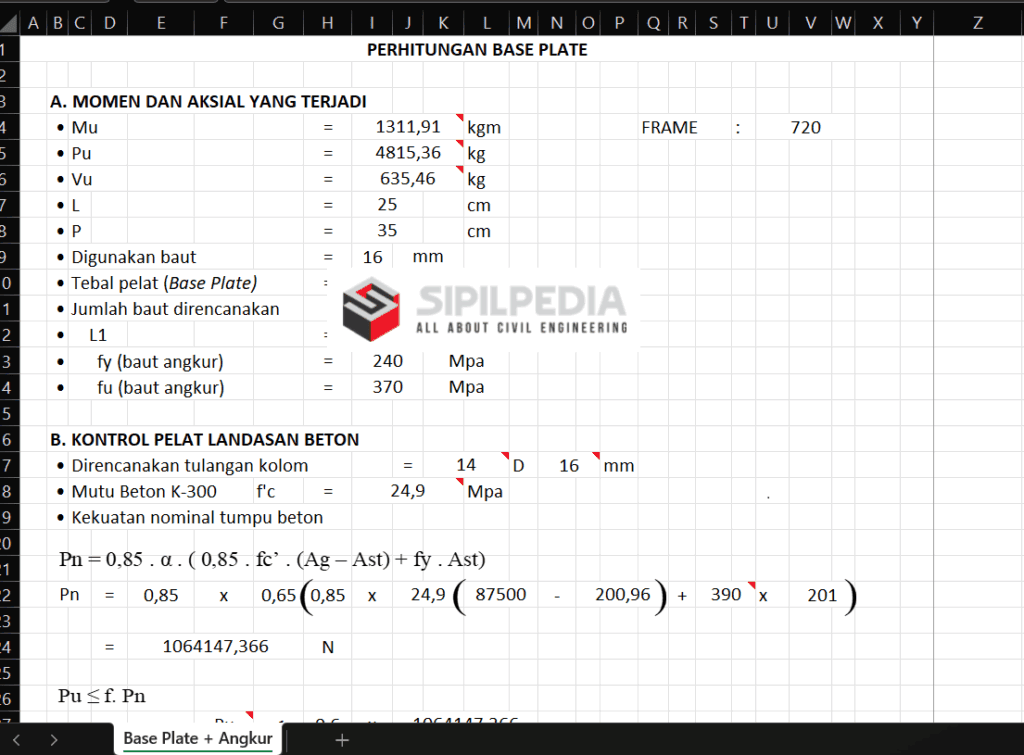 Perhitungan Base Plate | Sipilpedia