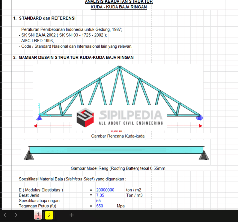 ANALISIS STRUKTUR KUDA-KUDA BAJA RINGAN | Sipilpedia