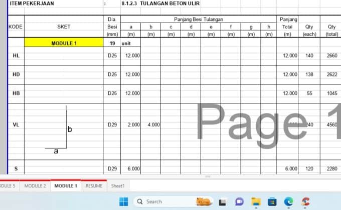 Bar Bending Schedule | Sipilpedia