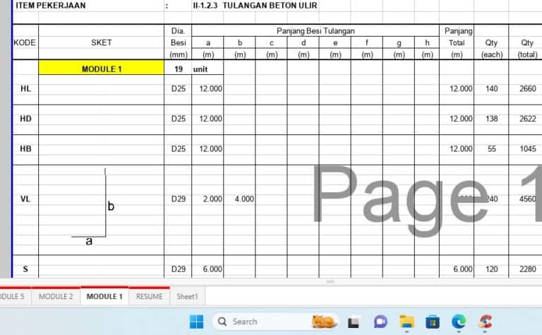 Bar Bending Schedule | Sipilpedia