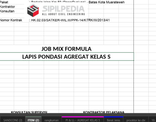 JOB MIX FORMULA LAPIS PONDASI AGREGAT KELAS S | Sipilpedia